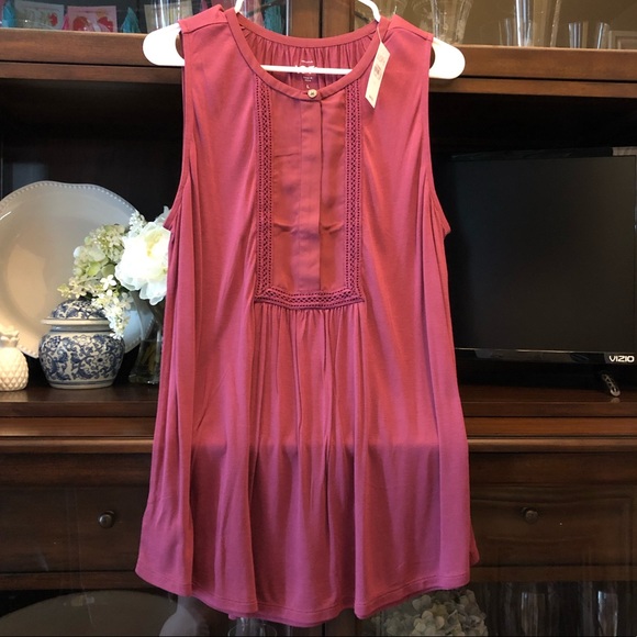 LOFT | Tops | New Ann Taylor Loft Shell Berry Cami Tunic L Nwt | Poshmark